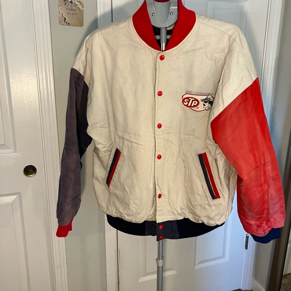 STP | Jackets & Coats | Vintage Stp Red And White Bomber Jacket | Poshmark